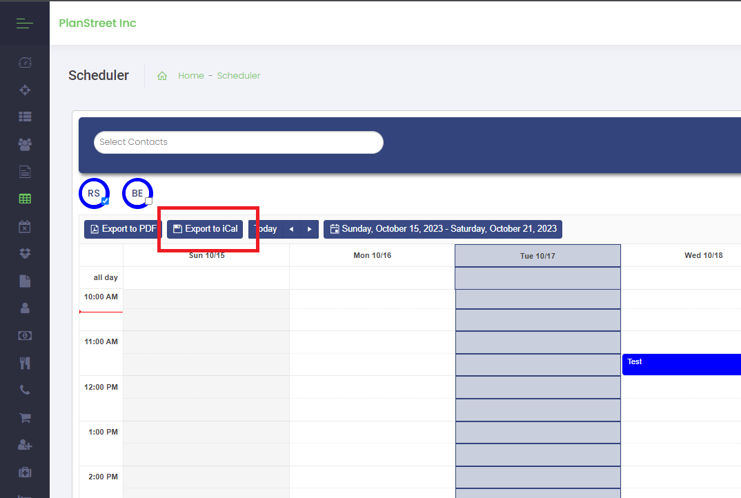 Export Meeting to Pdf/ iCalendar – PlanStreet Support Services