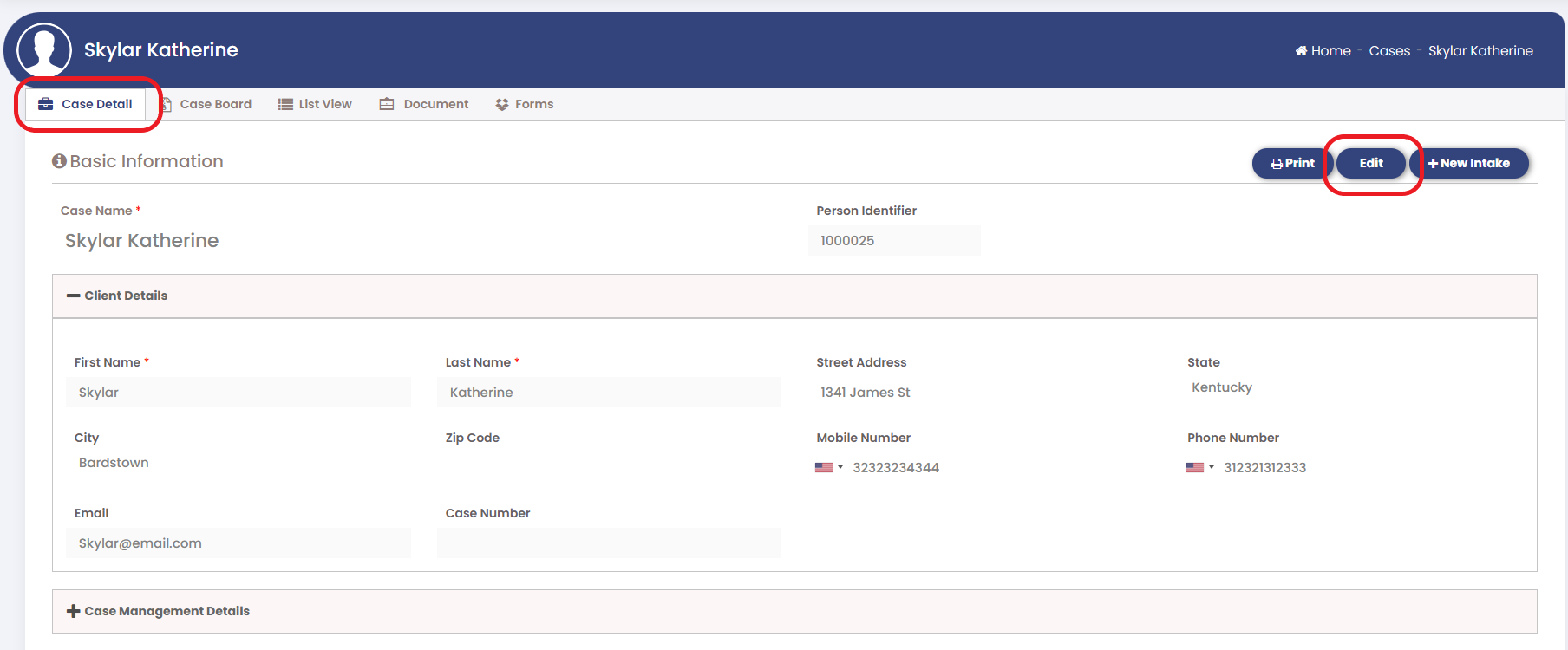 Case Detail Page – PlanStreet Support Services